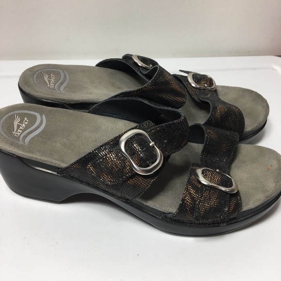 Dansko | Shoes | Dansko Clog Sandals Black And Gold Size 4 | Poshmark